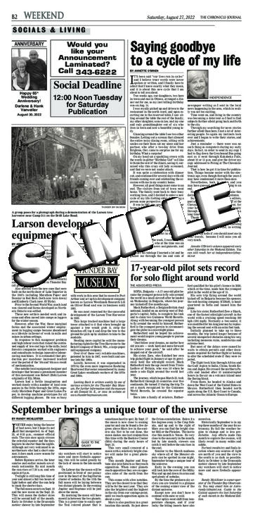 The Chronicle-Journal - Saturday, August 27, 2022 - B-02 | The ...